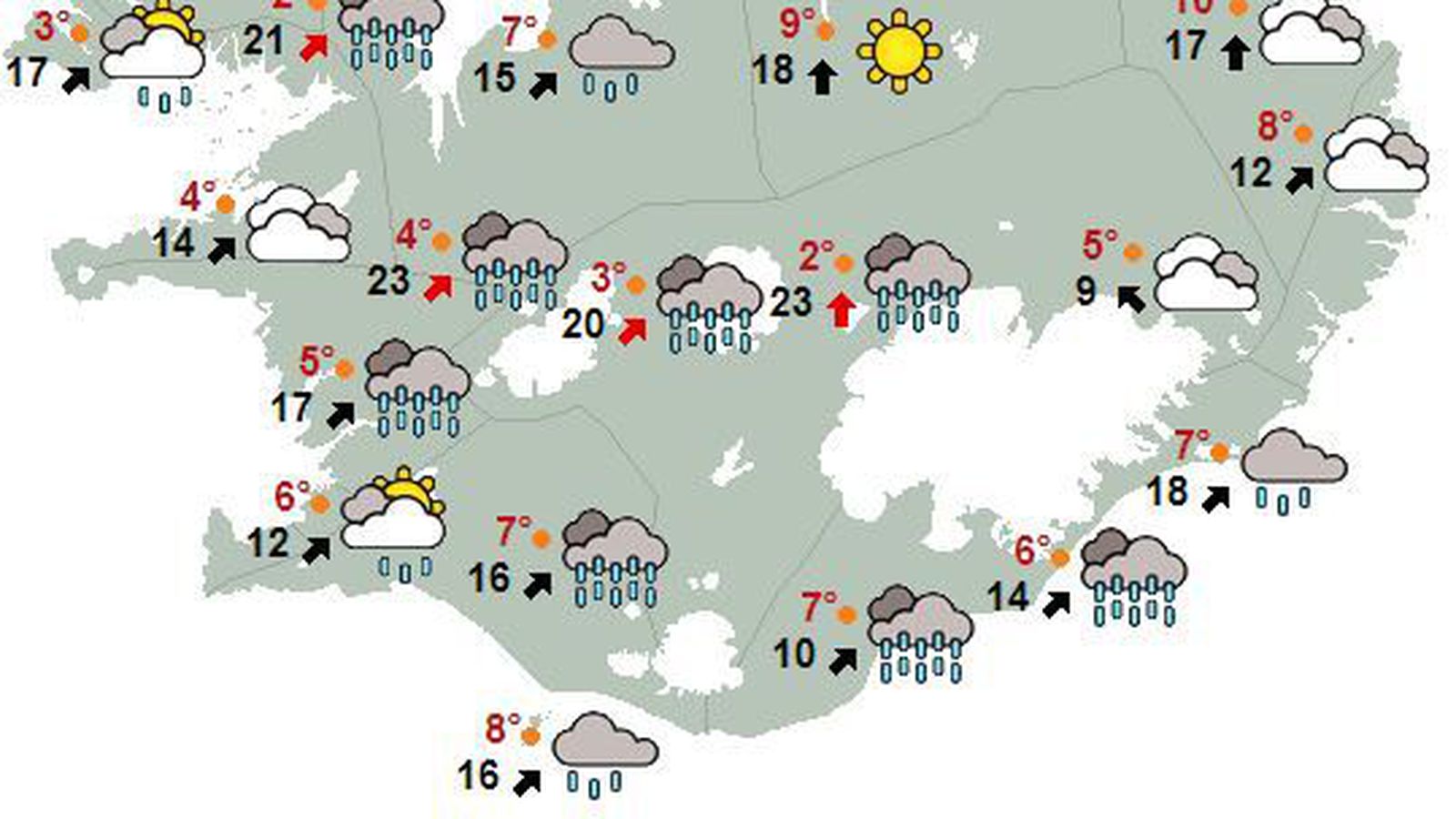 Rok, rigning, él og gular við­varanir - Vísir