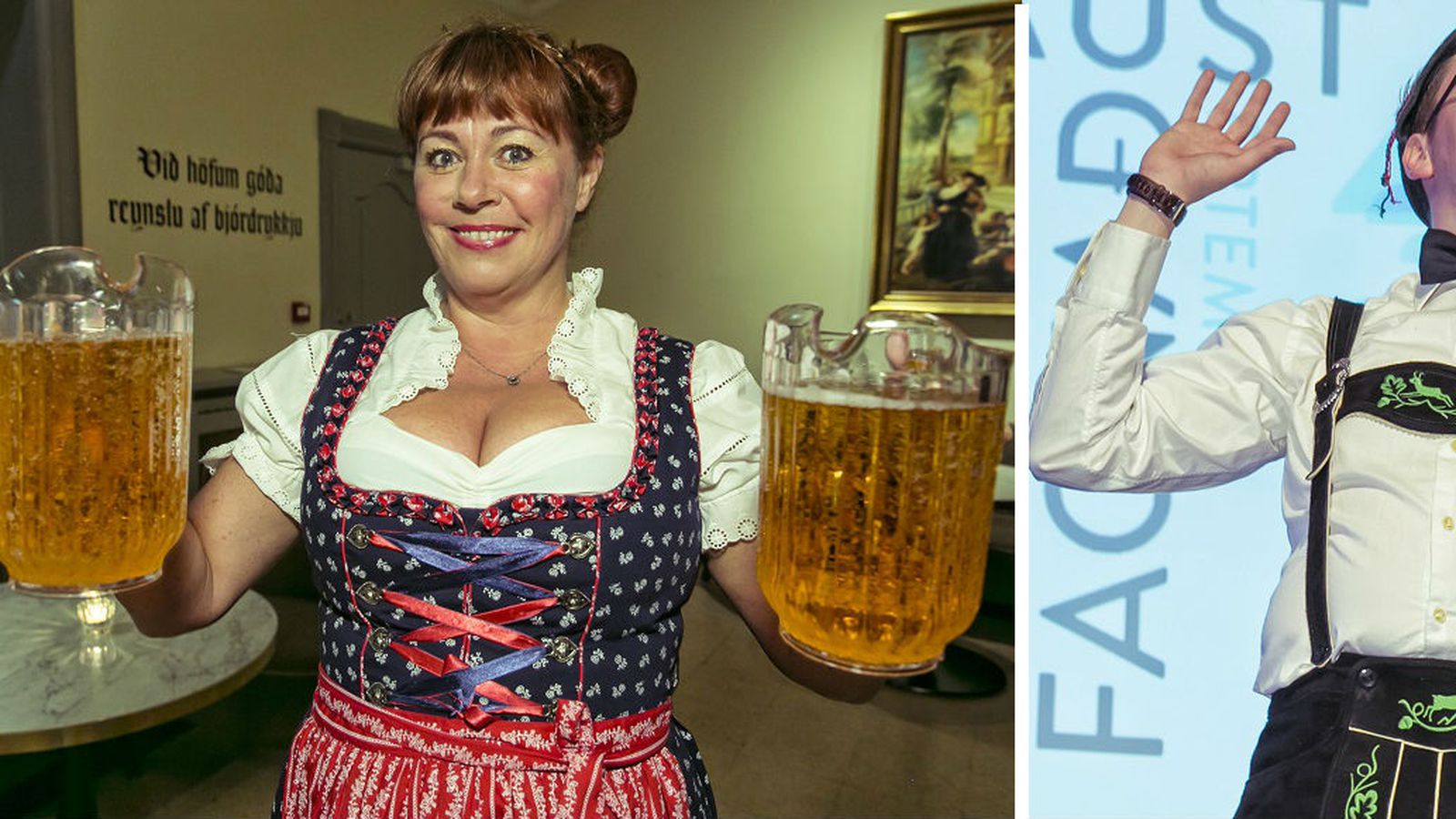 Jóhann Alfreð í lederhosen og Helga Braga að skammta ölið - Vísir