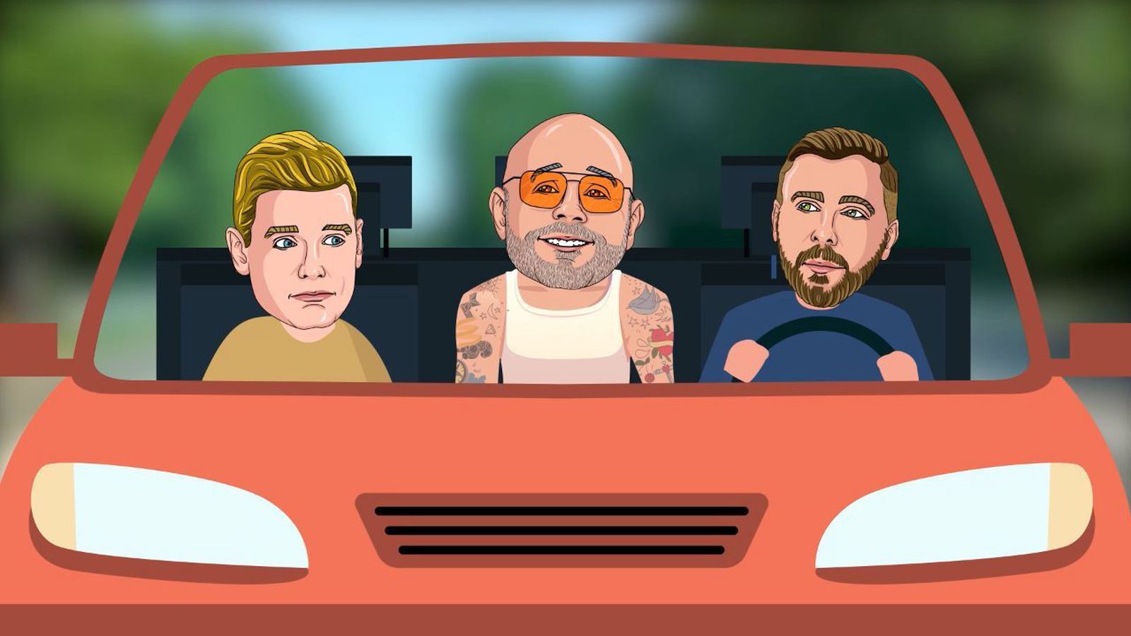 Bubbi, Ari og Steindi á rúntinum í hlægilegri teiknimynd - Vísir