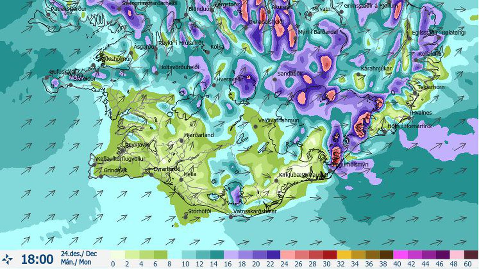 Gular við­varanir, rauð jól og innan­lands­flugi af­lýst - Vísir