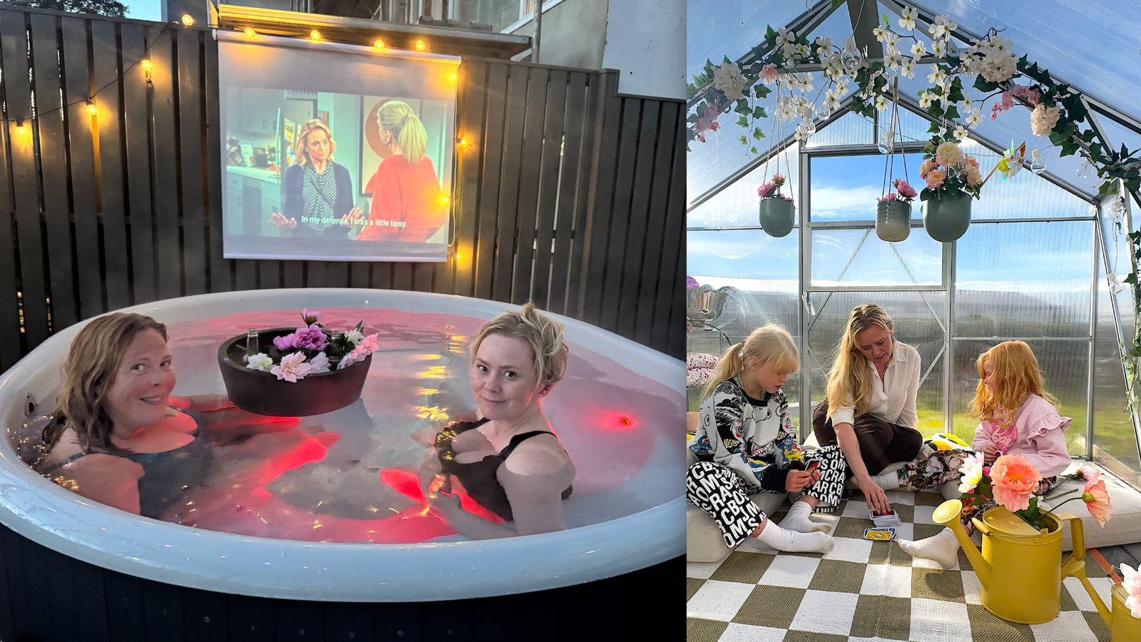 Ísland í dag - Bjó til útibíó við heita pottinn og með gerviblóm í ...